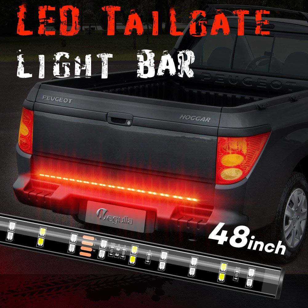 Megulla 2-Row LED Truck Tailgate Light Bar Strip Red/White Reverse Stop ...