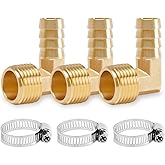 Amazon.com: ChillWaves Brass Air Hose Fittings, 90 Degree Elbow Hose Barb Fittings 1/2" Barb x 3 ...