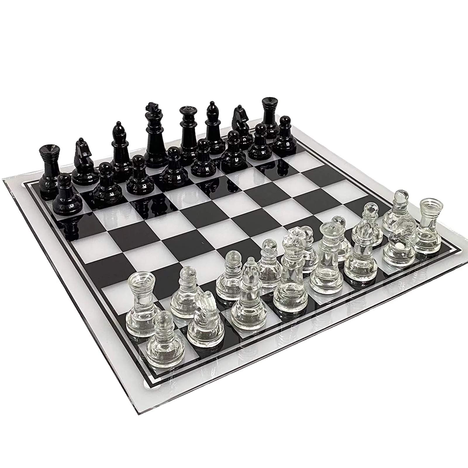 Buy Chess Set And Draughts Board Game Set, Solid Glass Chess Pieces ...