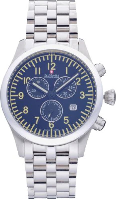 St. Moritz Men's Black Dial Chrono Bracelet Watch (991574355): Amazon ...