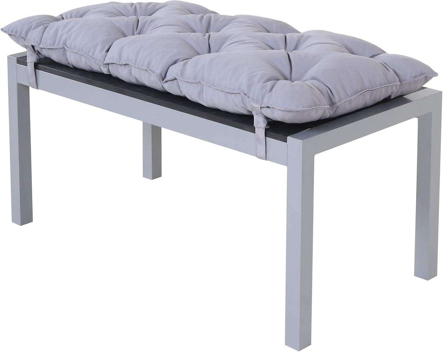 Chicreat Aluminium Bench with Polywood Surface and Cushion, Silver and ...
