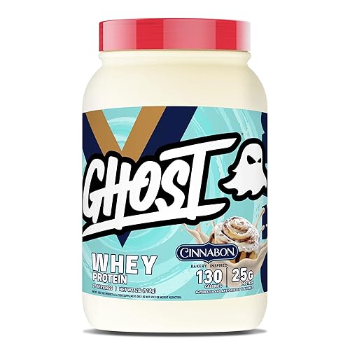 GHOST Whey Protein Powder, Cinnabon - 2LB, 25G of Protein - Cinnamon ...