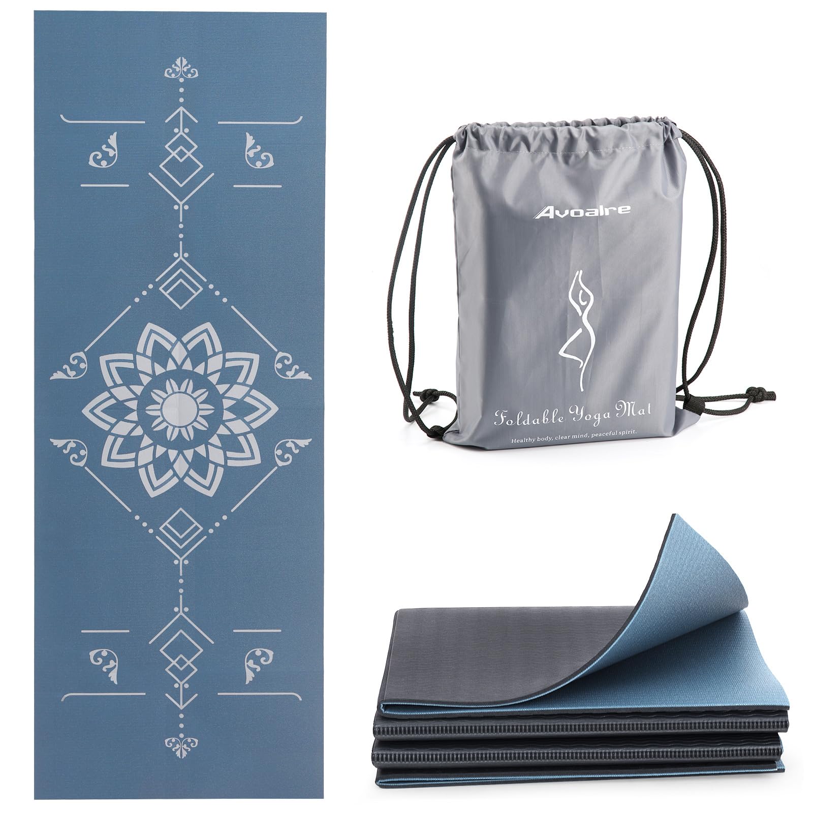 Avoalre Foldable Travel Yoga Mat Print | 5mm Thick Folding Pilates Mat ...
