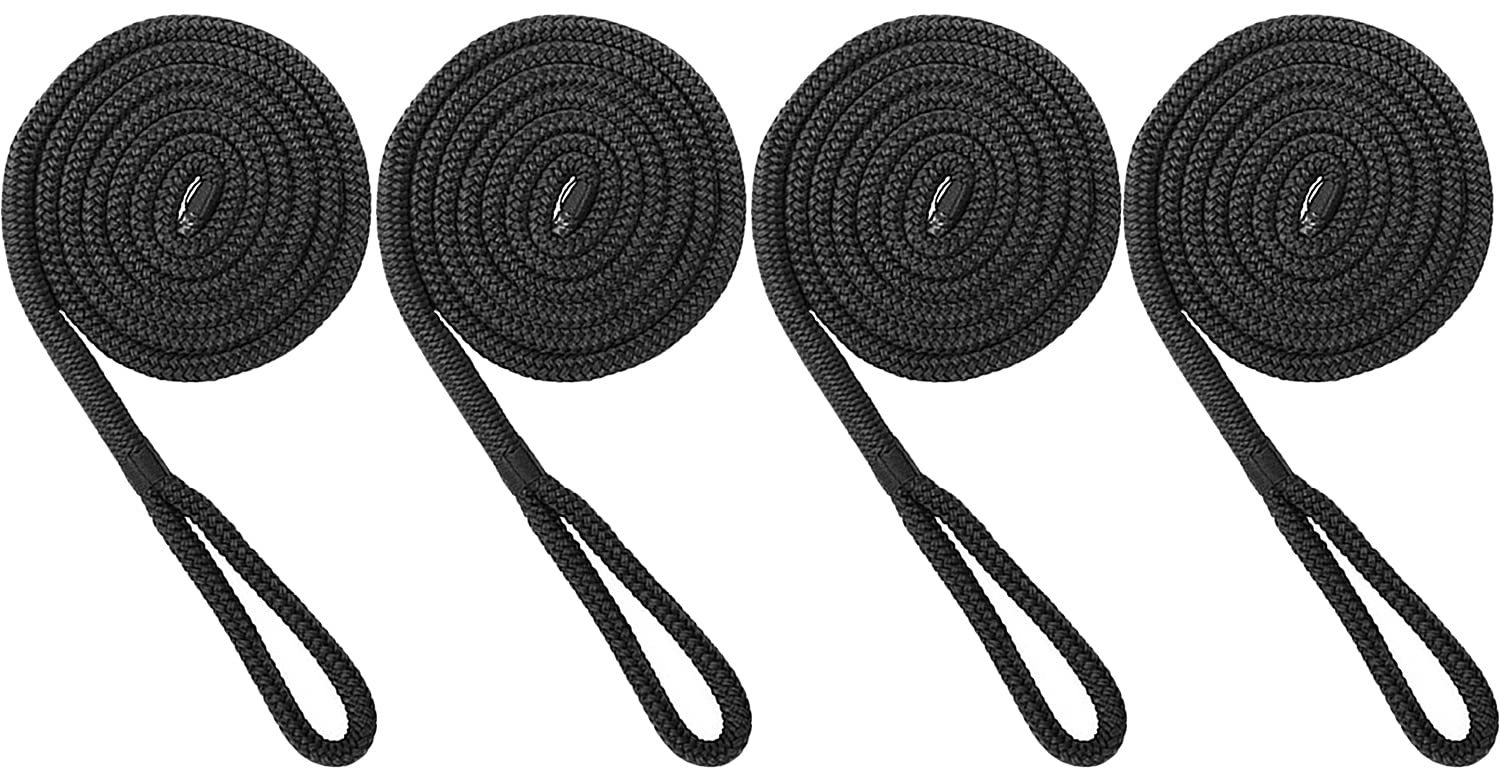 Fender Lines 4 Pack 1/2 Inch x 10 ft Premium Boat Fender Lines with 6 ...