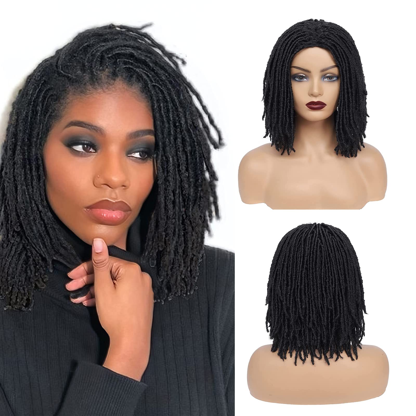 ROSEBONY Dreadlock Wig Short Bob Briaded Wigs Nu Faux Locs Wigs for ...