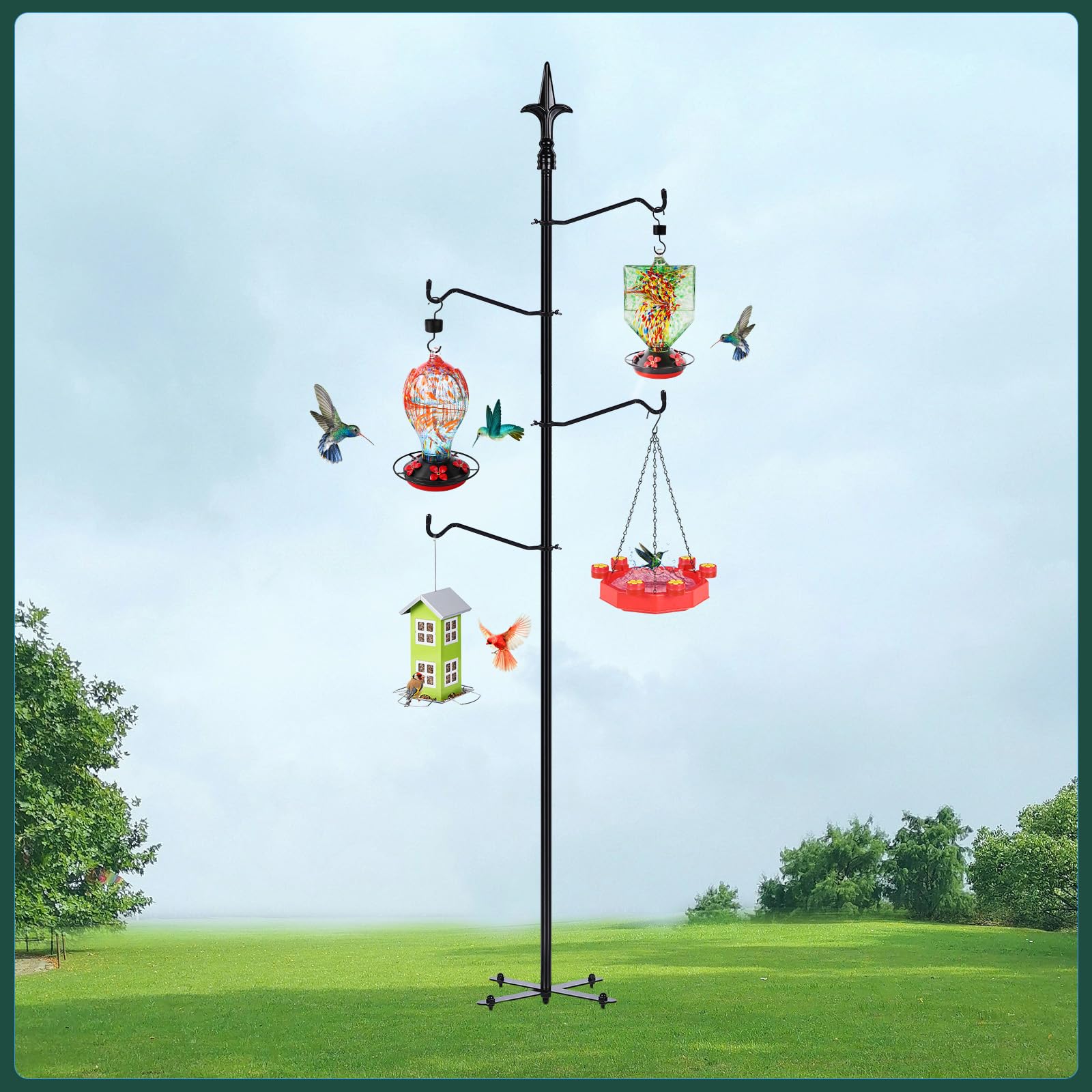76 Inch Bird Feeders for Outdoors with Pole, Heavy Duty Bird Feeder ...