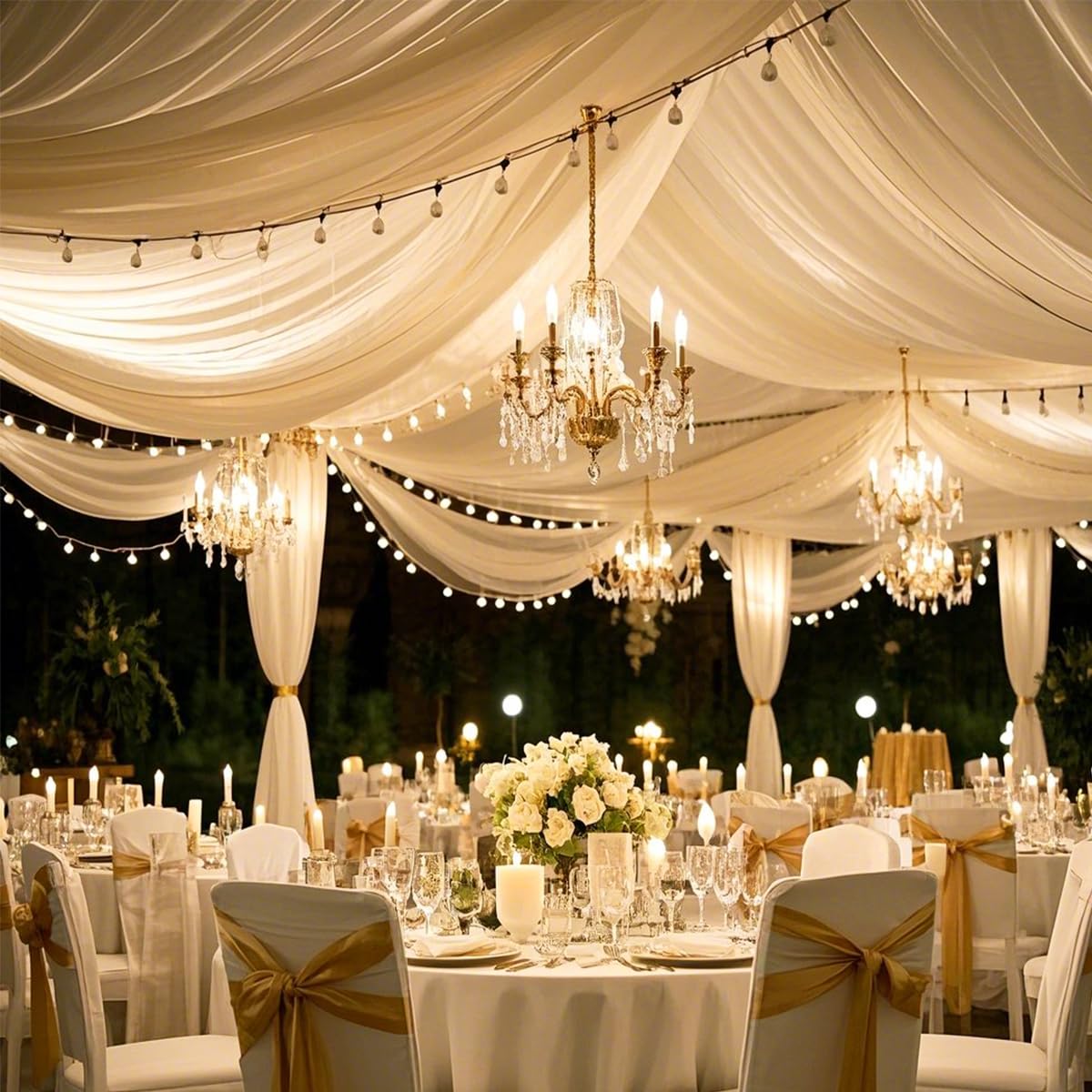 WENSINL Ivory Ceiling Drapes for Weddings Arch Draping Fabric Ivory ...