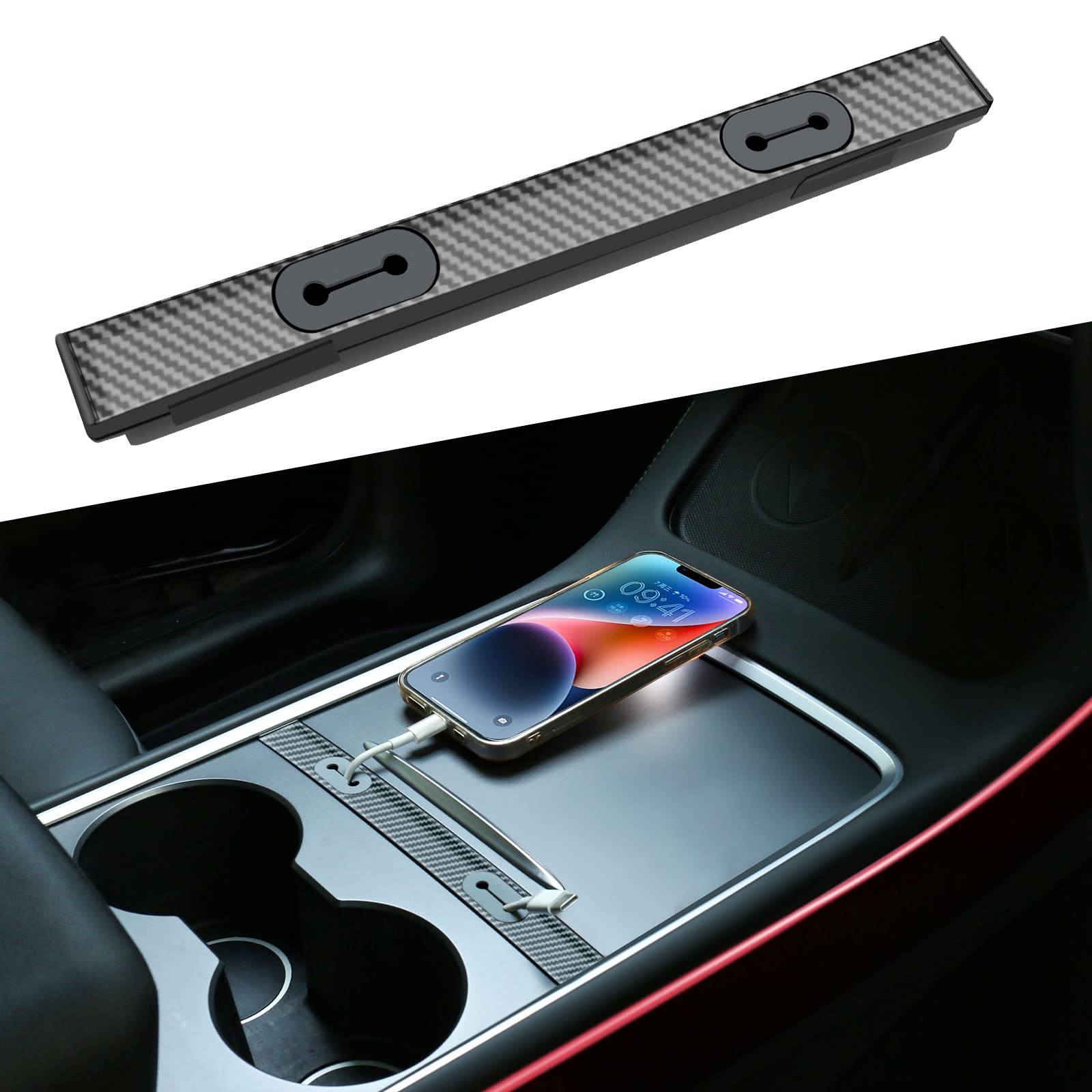 NNET Tesla Center Console USB Charging Cable Organizer, USB Hub for ...