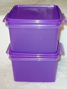 Tupperware doble profundo cuadrado Away Set de 2, color morado : Amazon ...