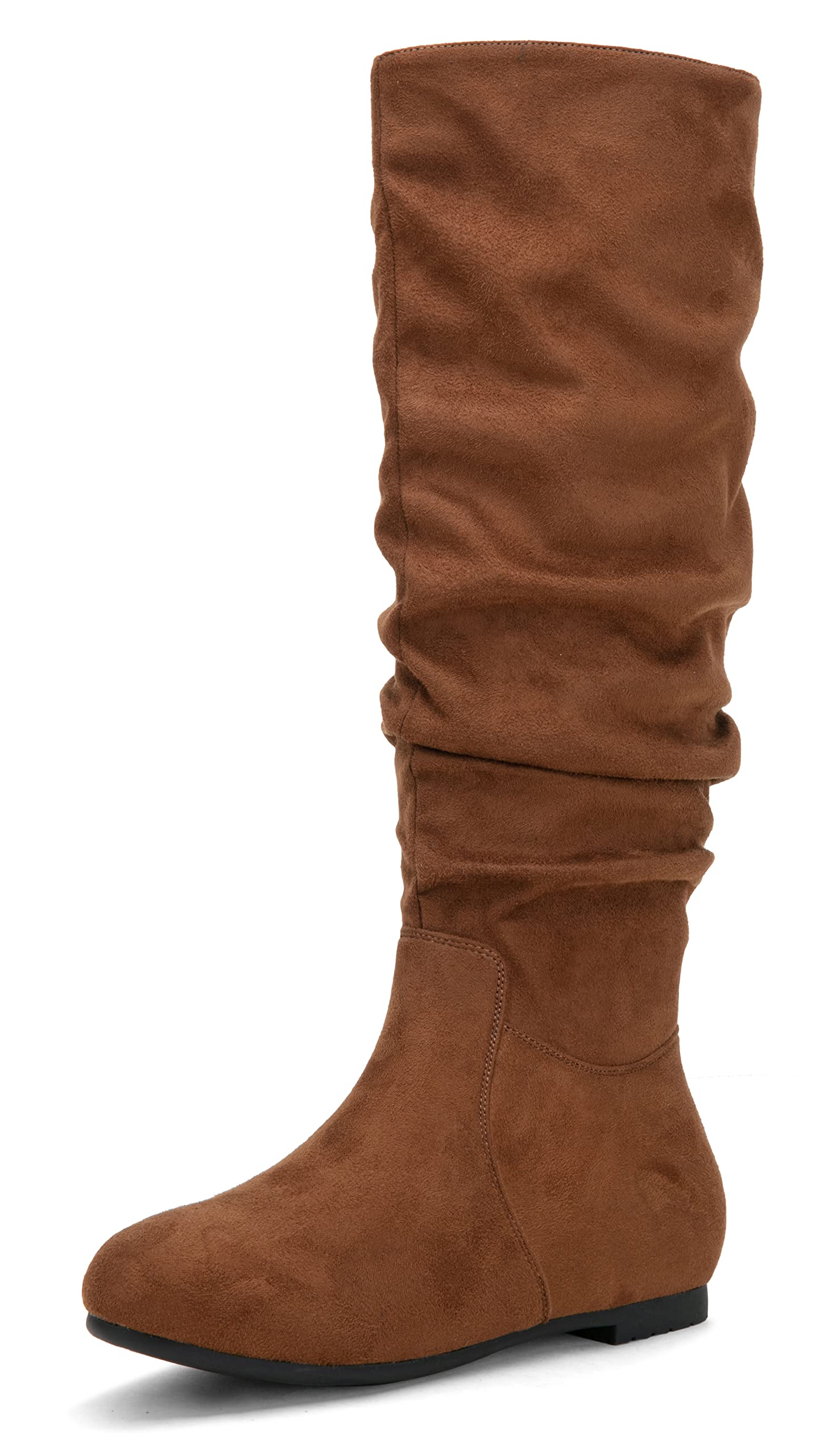 Jeossy Women's Knee High Boots, Wide Calf Flat Slouch Boots, Brown ...