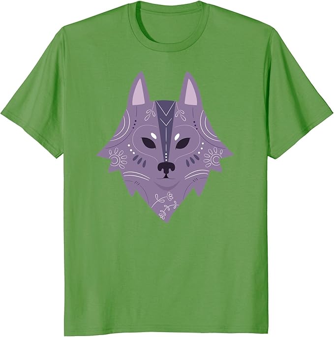 Amazon.com: Purple Cartoon Wolf Head T-Shirt: Clothing