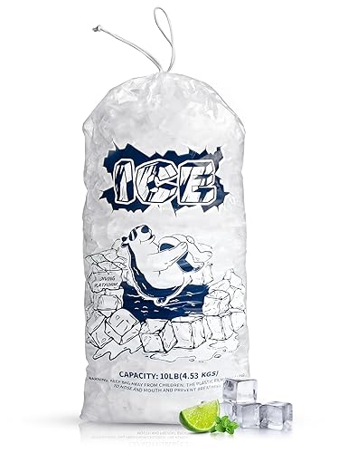 FireKylin Ice Bags 10 lb with Drawstring,100 Pack Plastic Ice Bags for ...