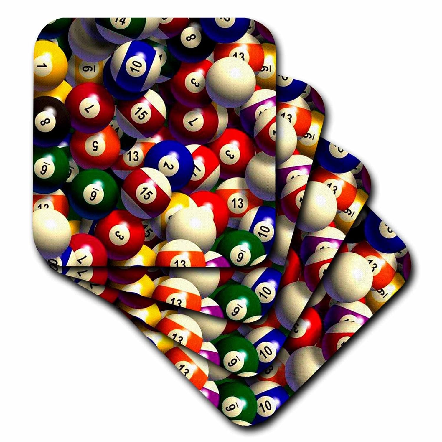 Amazon.com | Billiards - Billiard Balls Pool - set of 4 Coasters - Soft ...
