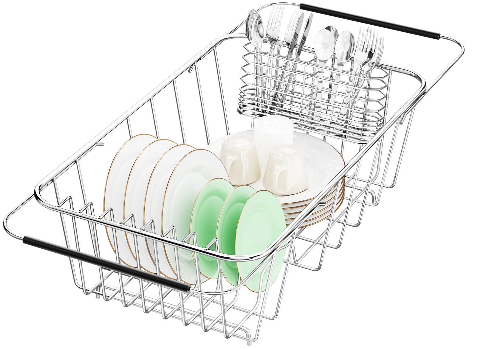 Dish Drainer Rack in Sink Adjustable, Expandable 304 Stainless Steel ...