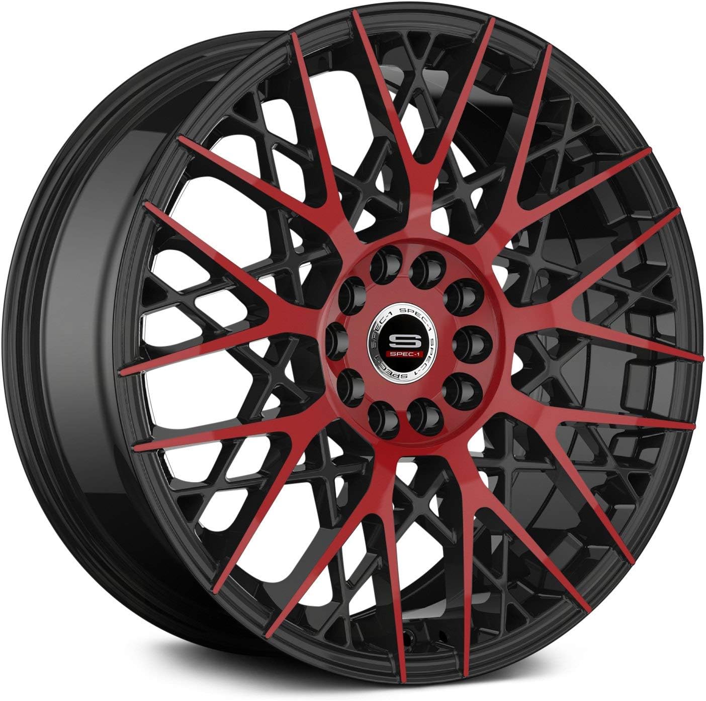 Amazon.com: Spec-1 SP-53 Custom Wheel Gloss - Black with Red Milled ...