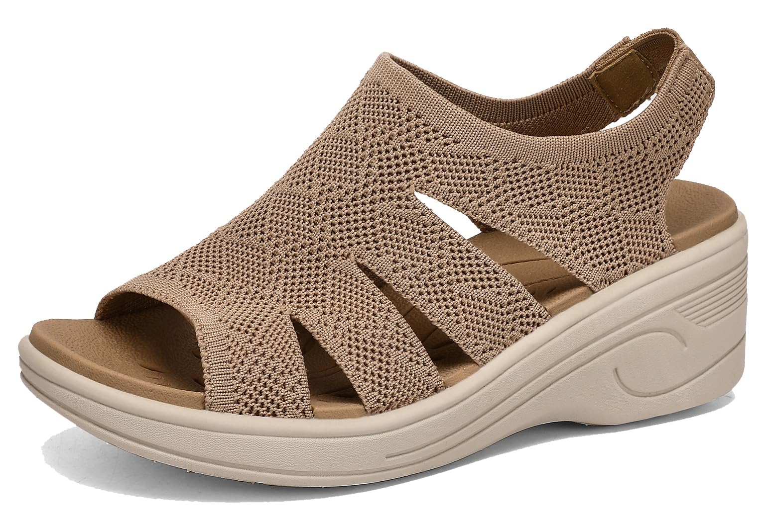 YESWIN Womens Wedge Sandals Platform Walking Sandals Open Toe Ankle ...