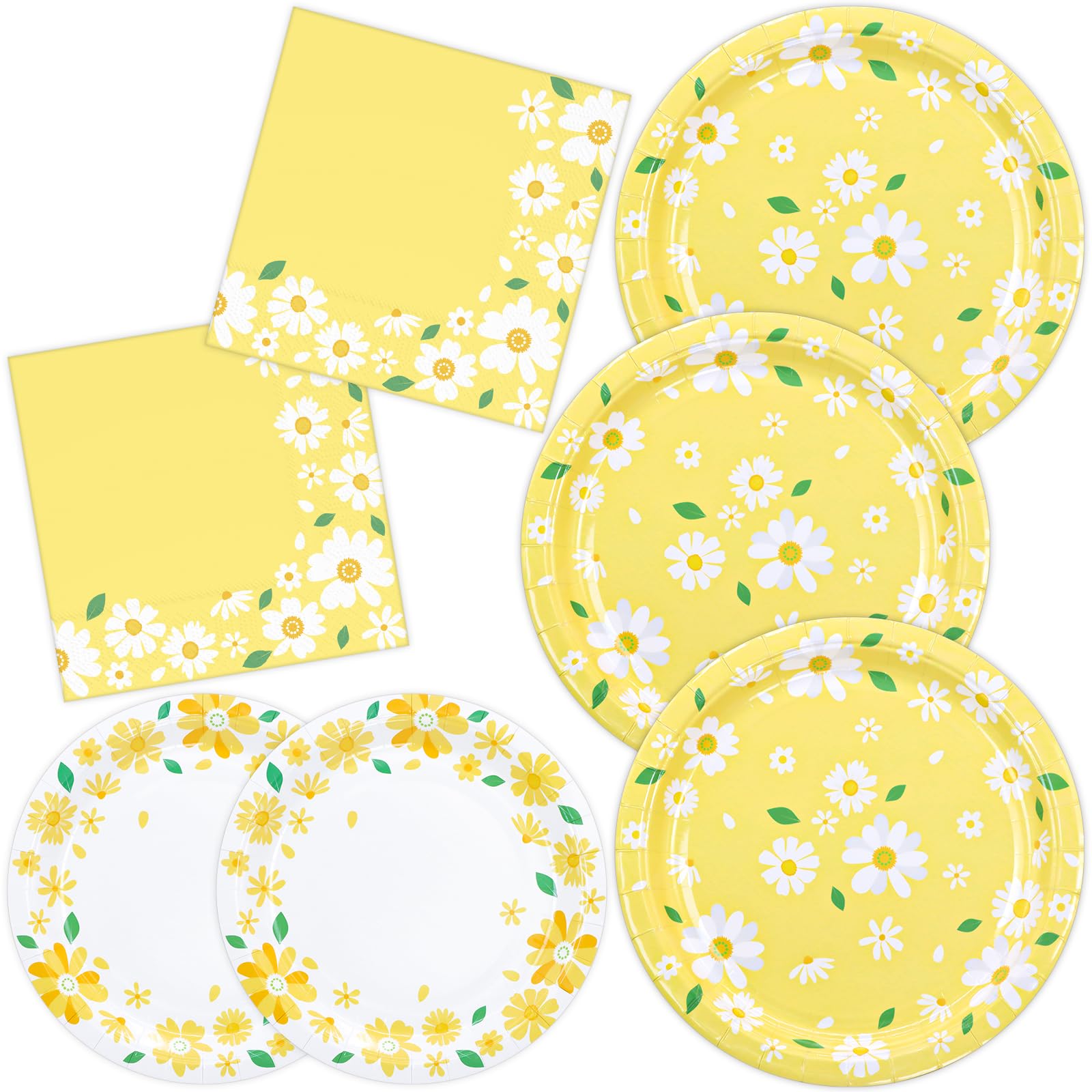 DYLIVeS Yellow Daisy Party Supplies Set, Daisy Flower Paper Dinner ...