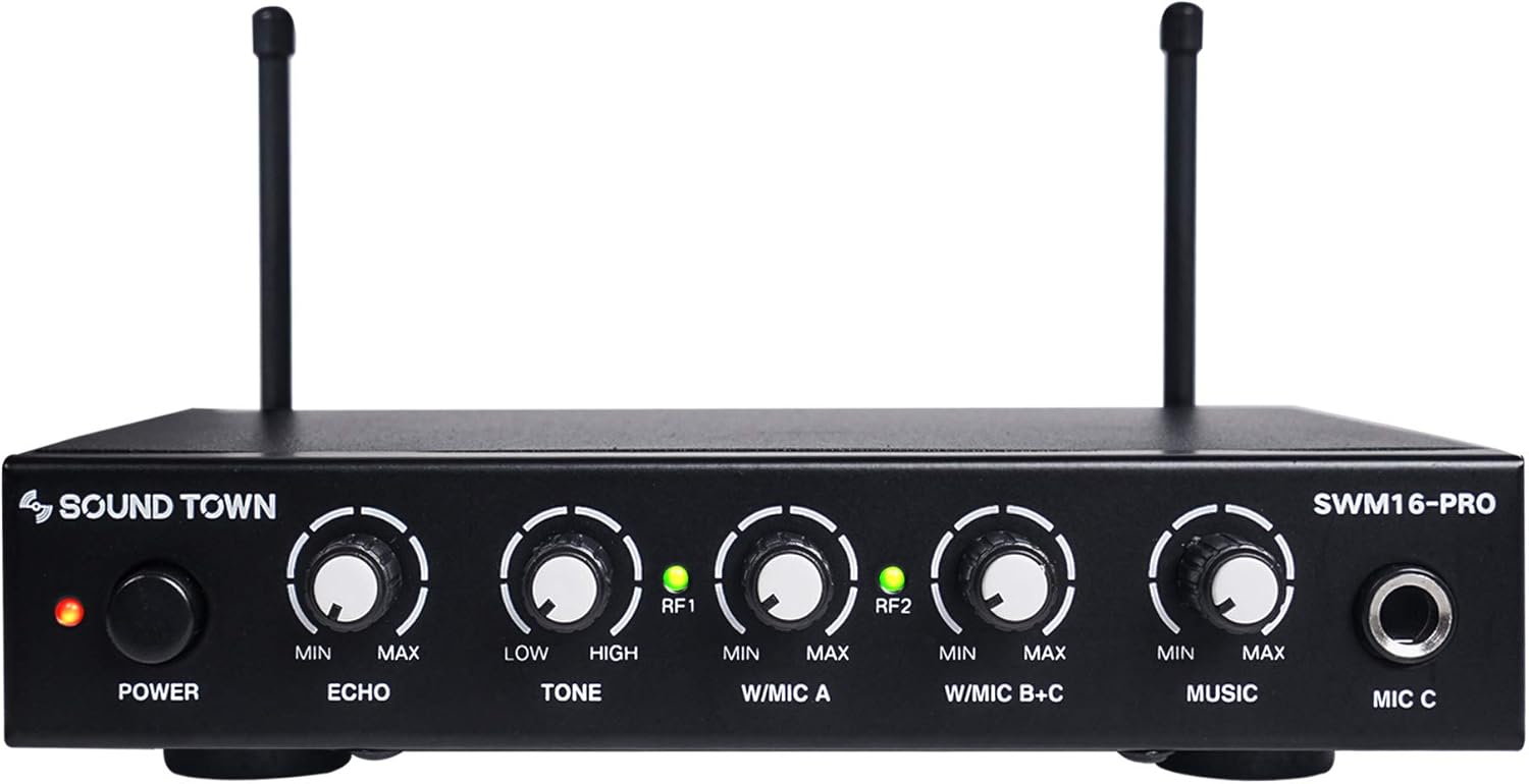 Sound Town 16 Channels Wireless Microphone Karaoke Mixer System with ...