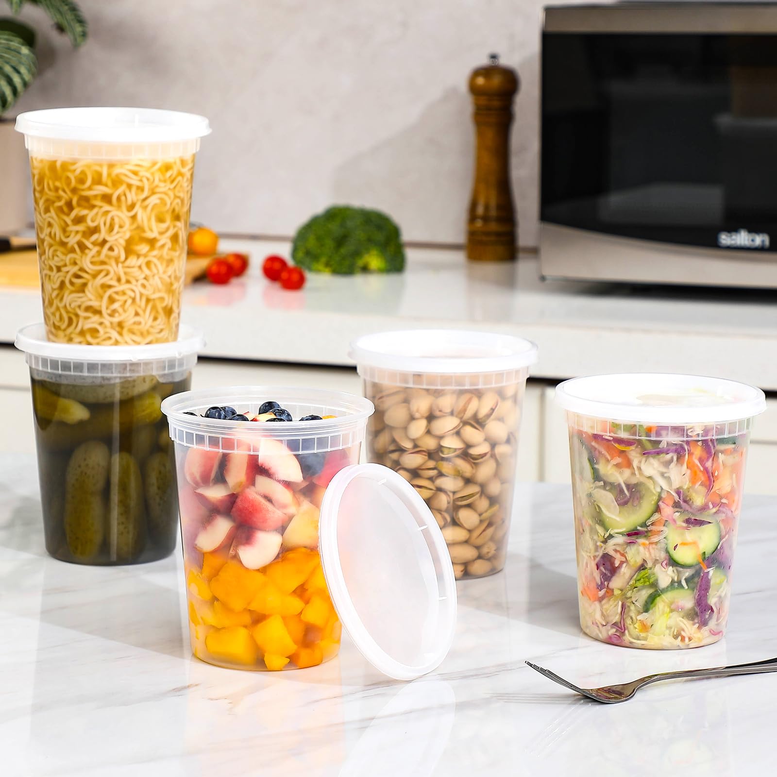 Mua AOZITA 20 Sets 32 oz Plastic Deli Food Containers With Lids ...