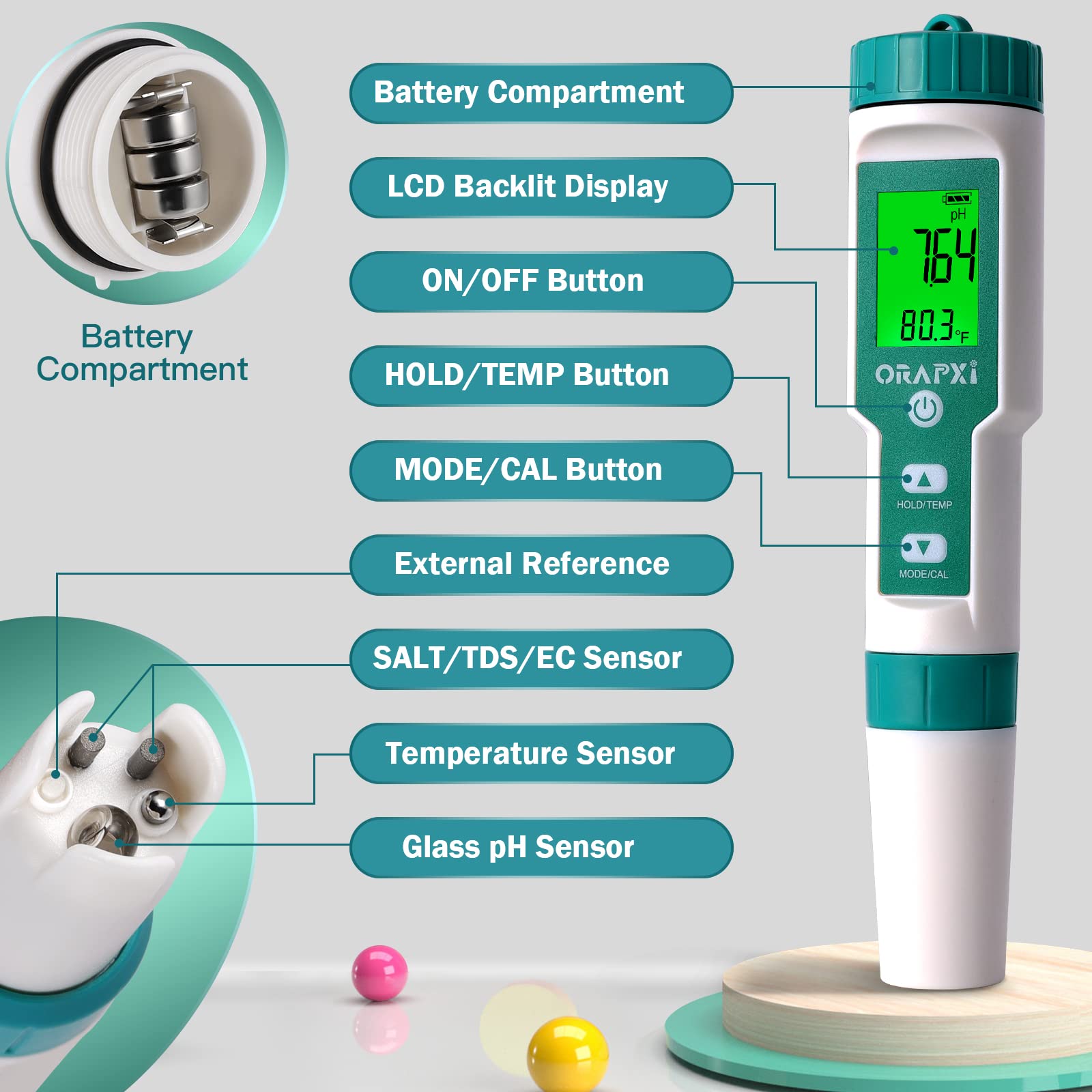 Mua Pool Salt Tester ORAPXI pH and Salt Meter for Saltwater Pool pH and ...