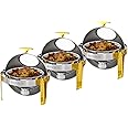 Amazon.com: ROVSUN 3 Packs Roll Top Chafing Dish Buffet Set Gold Accent,6 Quart Round Stainless ...