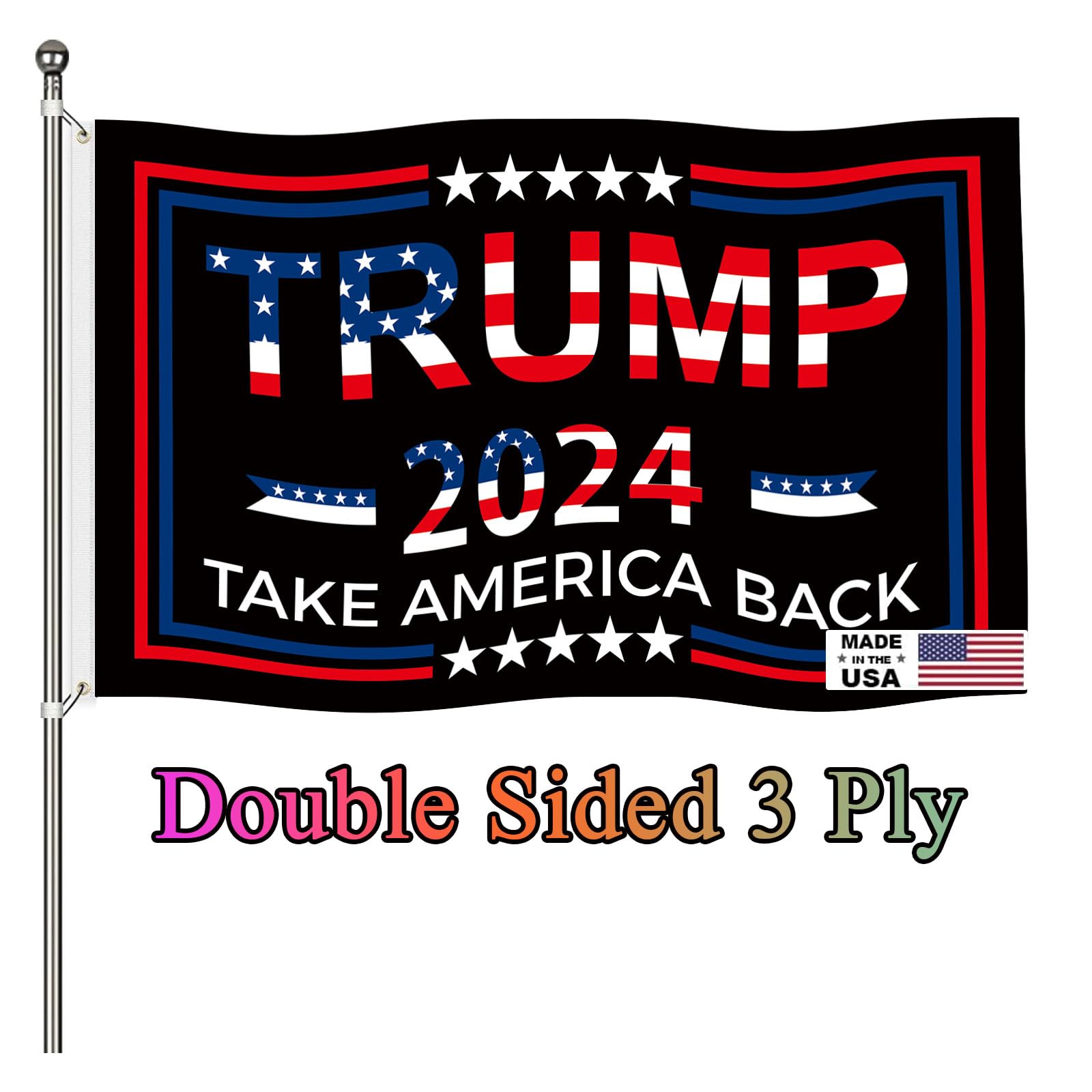 Trump 2024 Flag,3x5 FT Trump Flag Double Sided 3 Ply,Take America Back Trump Flags Banner UV ...