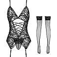 Anyou Lingerie for women, Womens Lingerie Stretchy Lace Teddy Plus Size ...