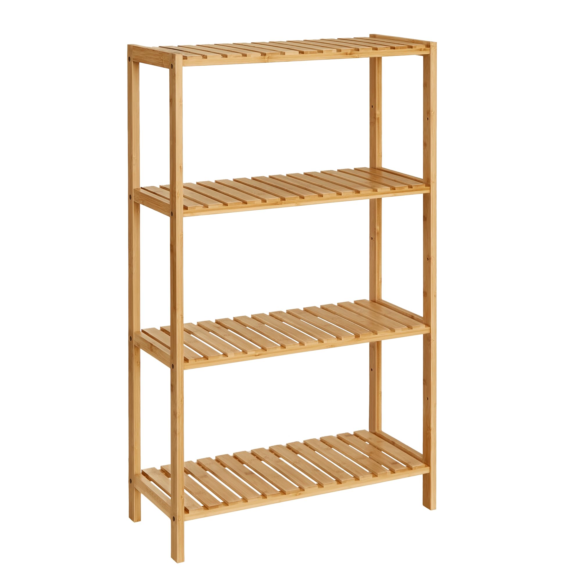SONGMICS Bamboo Storage Shelf, 4-Tier Shelving Unit, Multifunctional ...