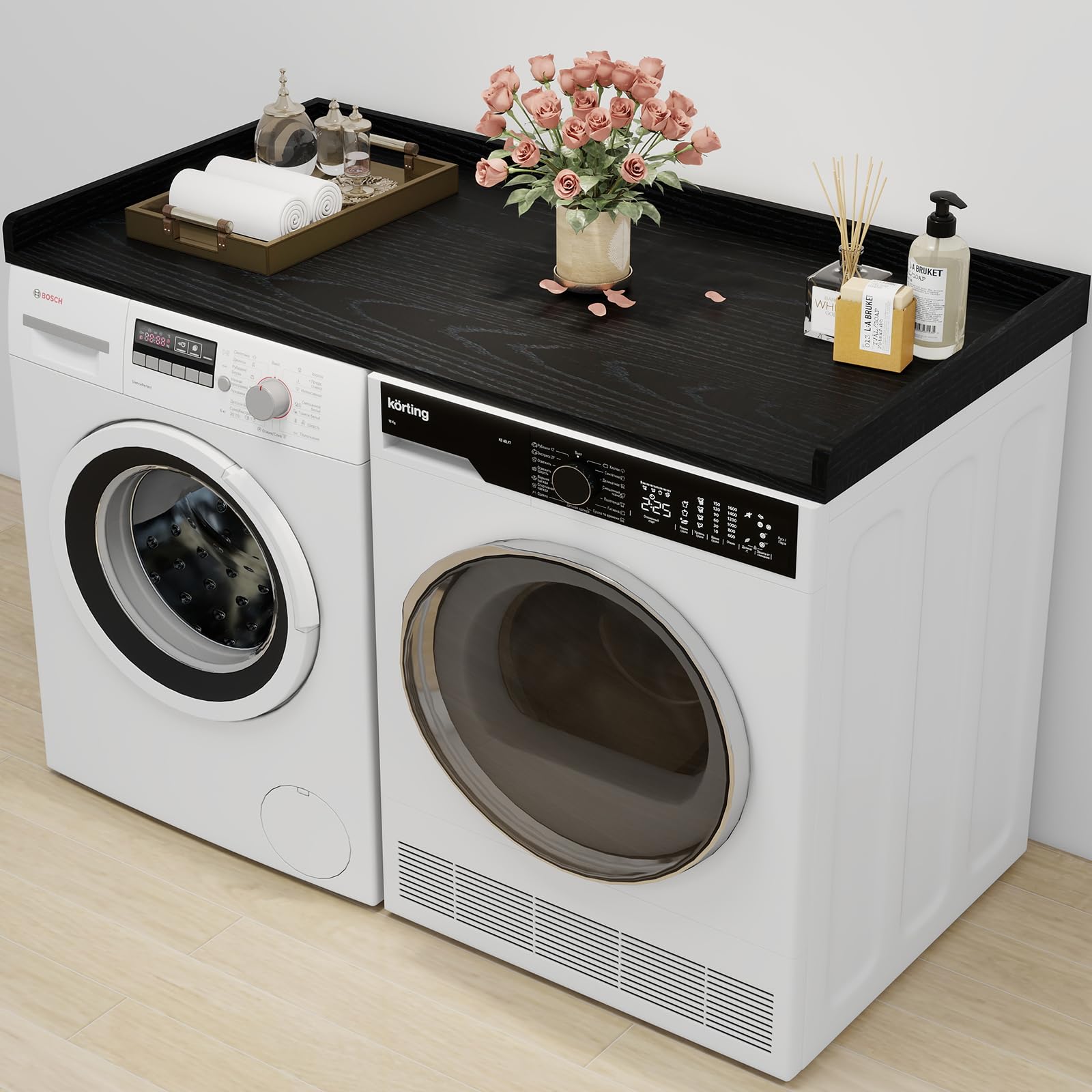 dooloric Washer Dryer Countertop, Laundry Wood Shelf Topper with Edge ...