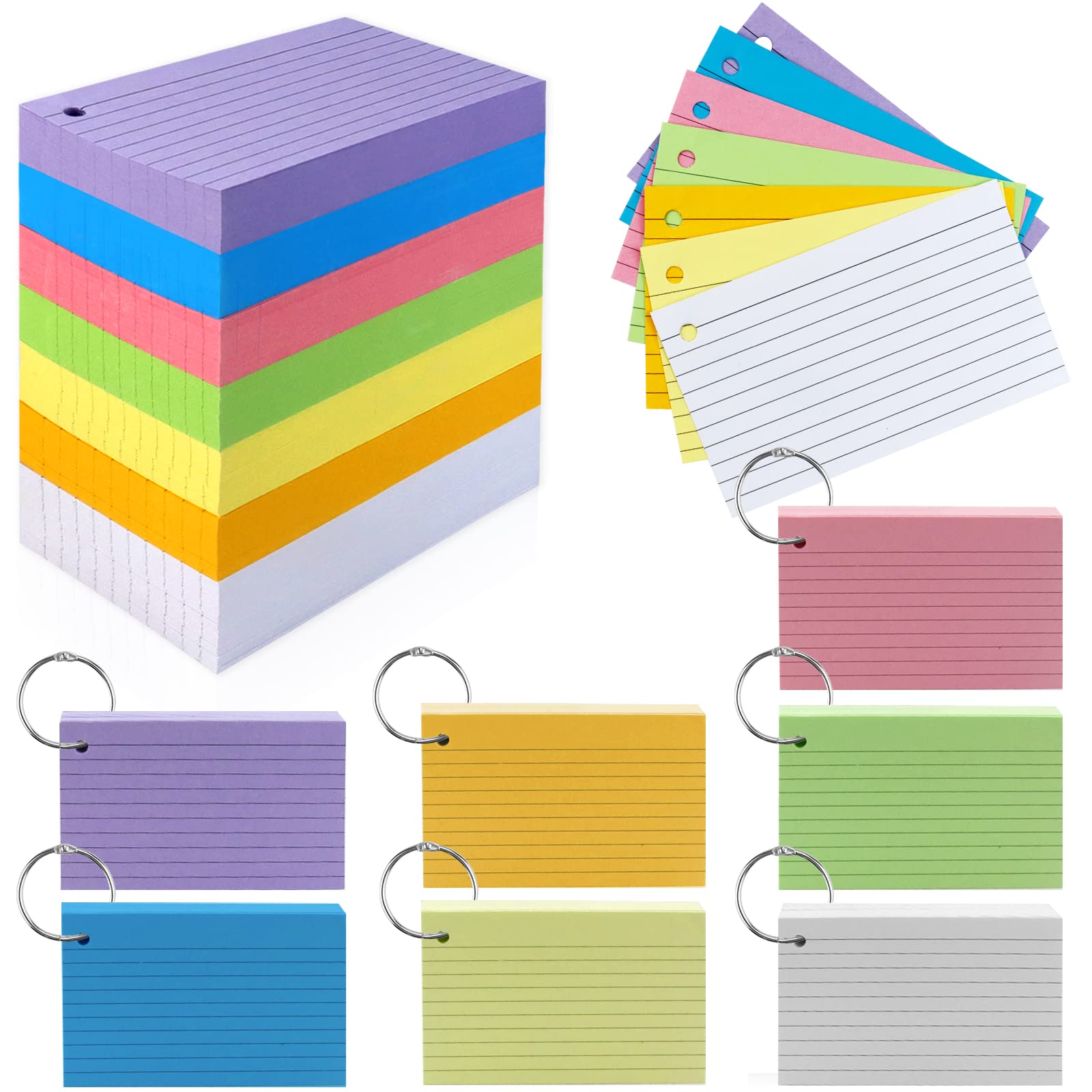 Mua Tecmisse 600 Pieces Index Cards Rulded, Colorful Flash Cards 3 x 5 ...
