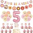 Amazon.com: Funmemoir Five Is a Vibe Birthday Party Decorations, Groovy 5th Birthday Party ...