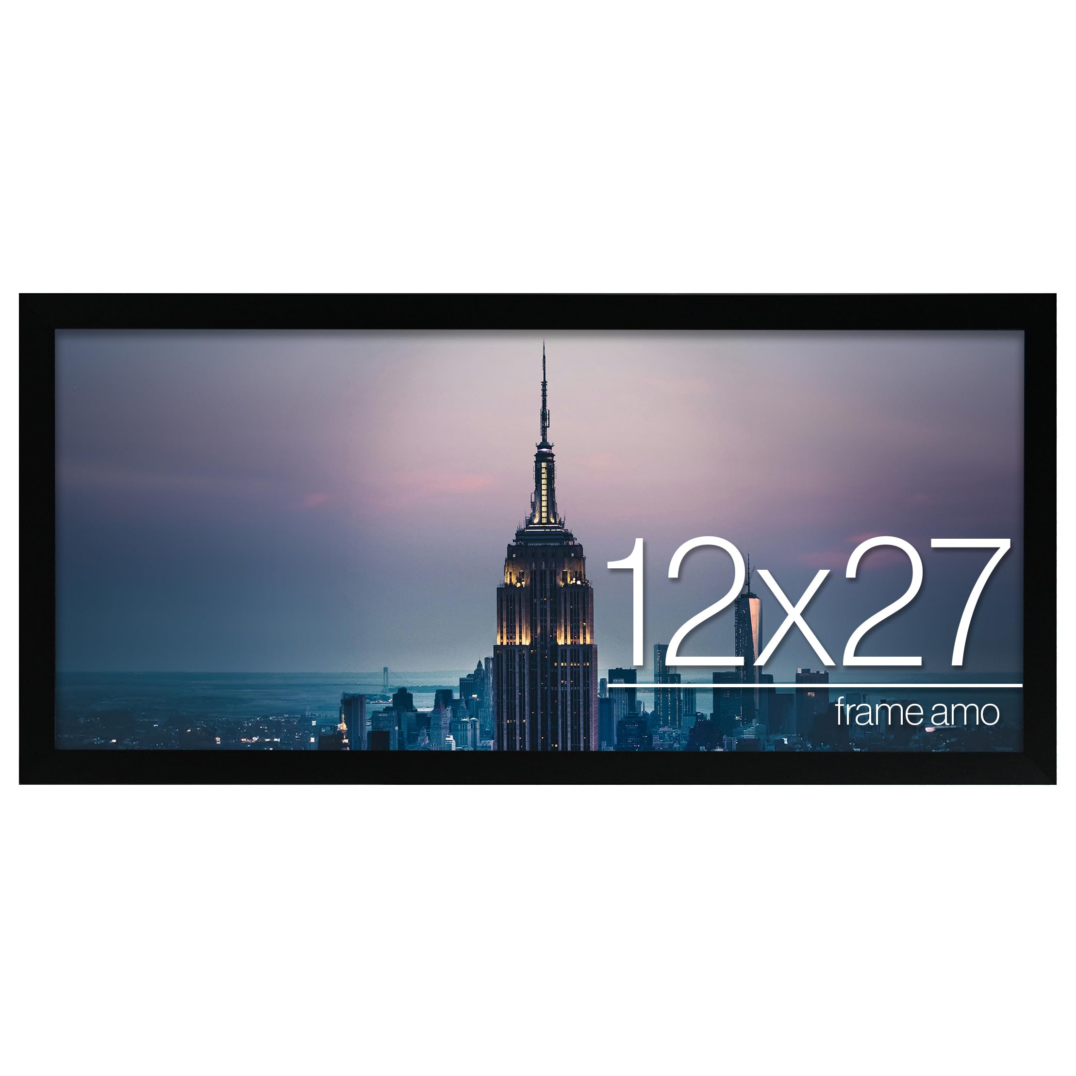 Frame Amo 12x27 Black Modern Picture or Poster Frame, 1 inch Wide ...