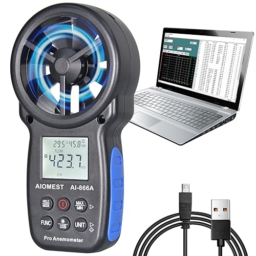 HVAC CFM Anemometer, AIOMEST Handheld Air Flow Meter Measuring Wind ...