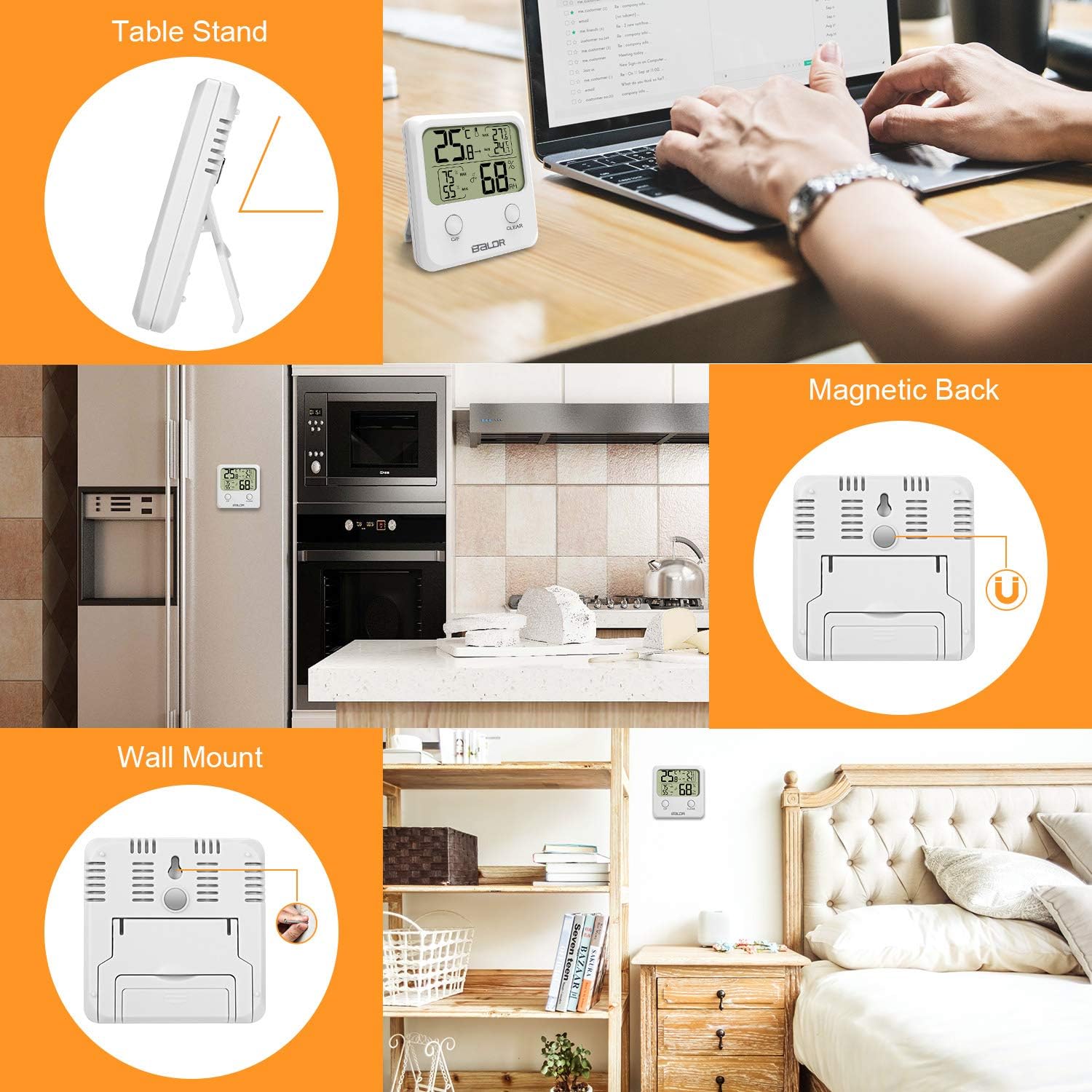 WisFox Digital Humidity Hygrometer, Digital Indoor Temperature ...