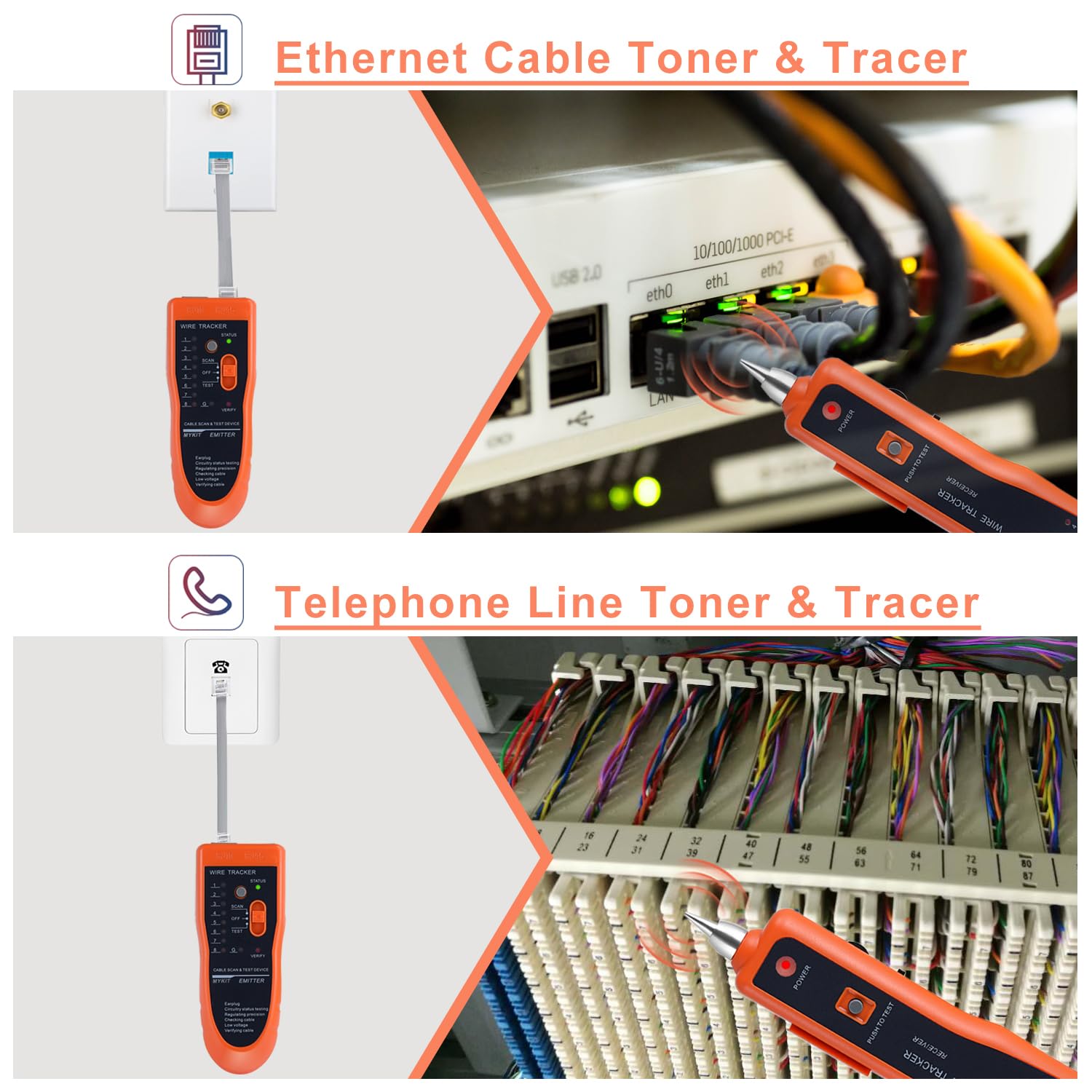 Mua mykit Ethernet Network Cable Tester Kit RJ11 RJ45 CAT5/5e CAT6 LAN ...