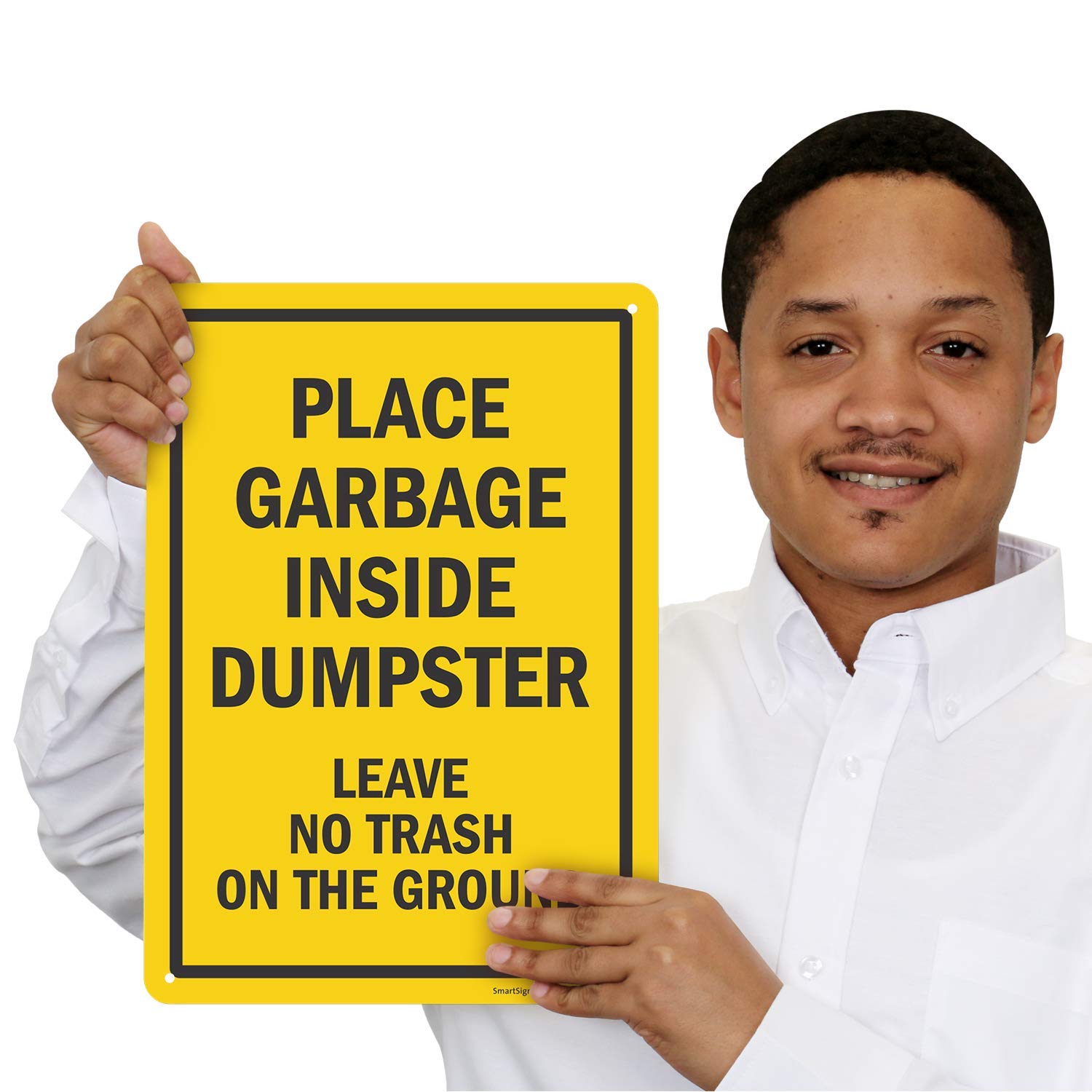 K2-0329-AL-12x18 Place Garbage Inside Dumpster 12 x 18 Aluminum Leave ...