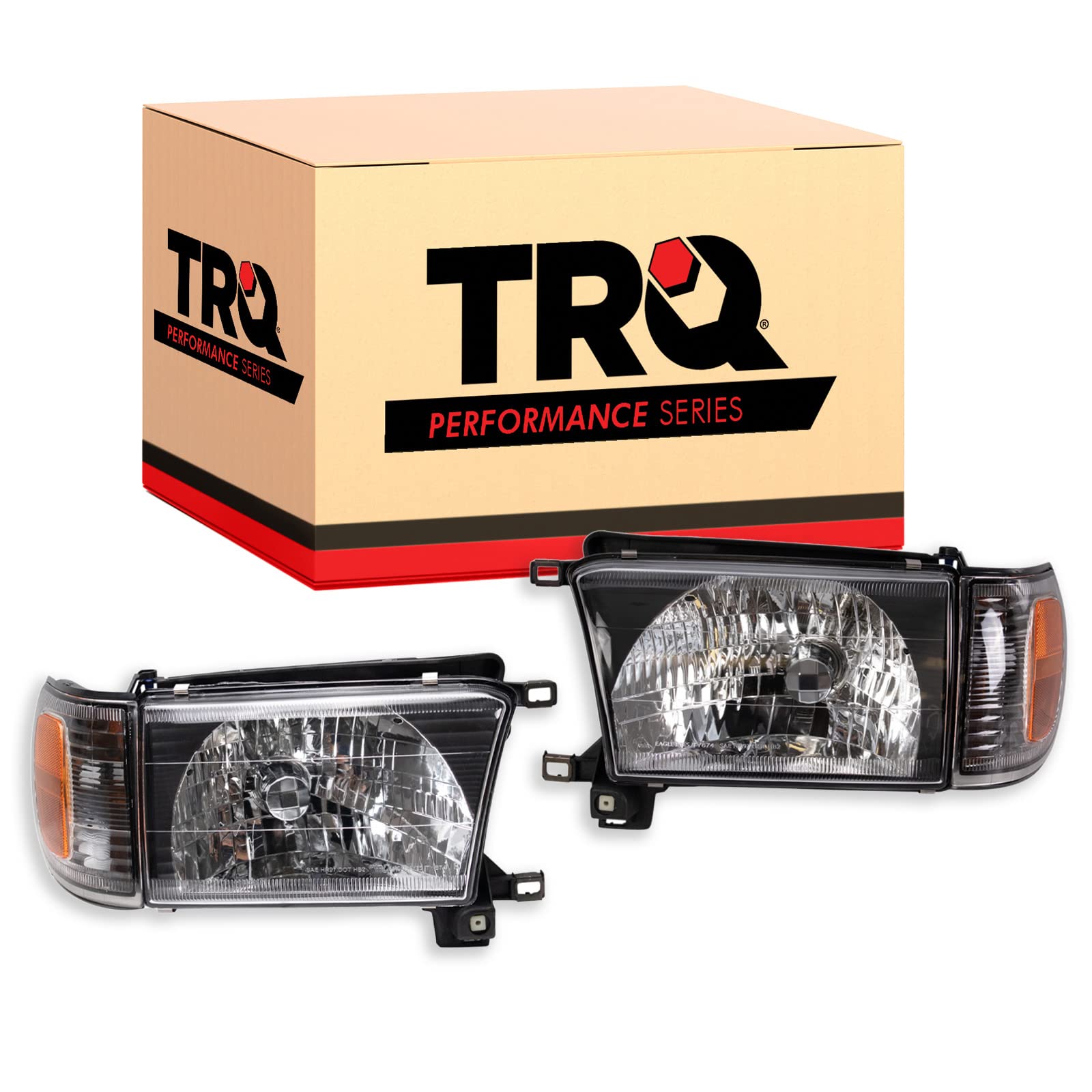 TRQ Headlight Assembly Set Headlights Driver & Passenger Side Halogen ...