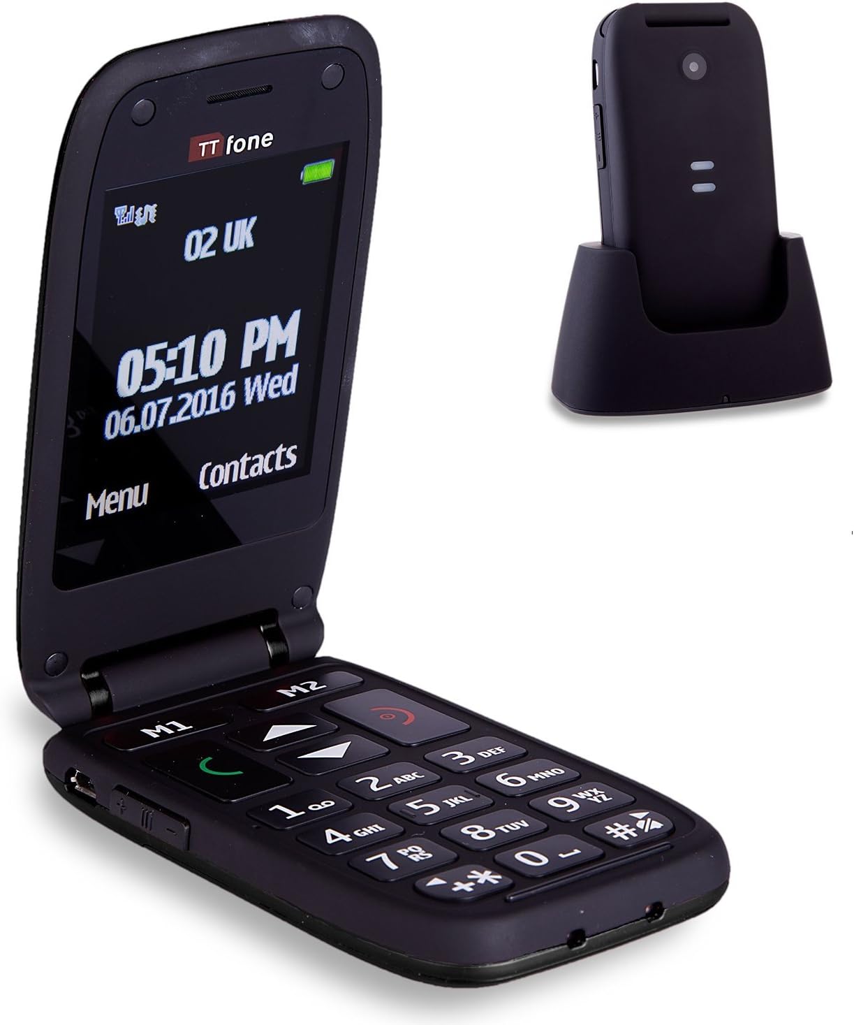 TTfone Meteor Big Button Flip Clamshell Sim Free Mobile Phone – Black ...