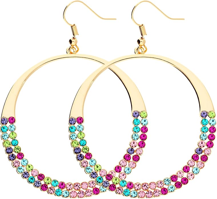 MYA art Damen Ohrhänger Ohrringe hängend Kreis Ringe Groß Rund mit ...