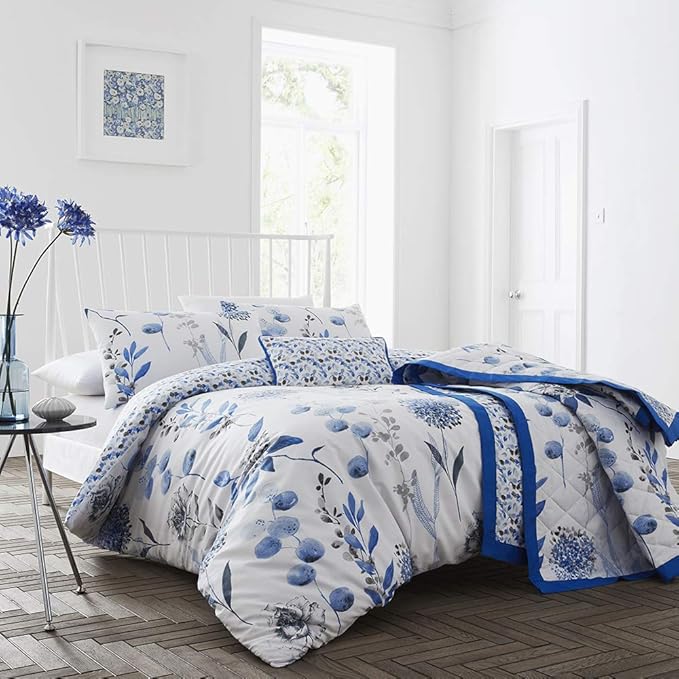 Lancashire Textiles Inky 200 TC Printed Floral Duvet Set with ...