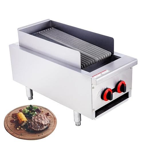 Commercial Gas Charbroiler, 14" 2-Burner 40,000 BTU Countertop Gas ...