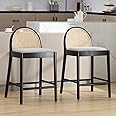 Amazon.com: LukeAlon Modern Linen Counter Stools Set of 2, 26" Seat ...