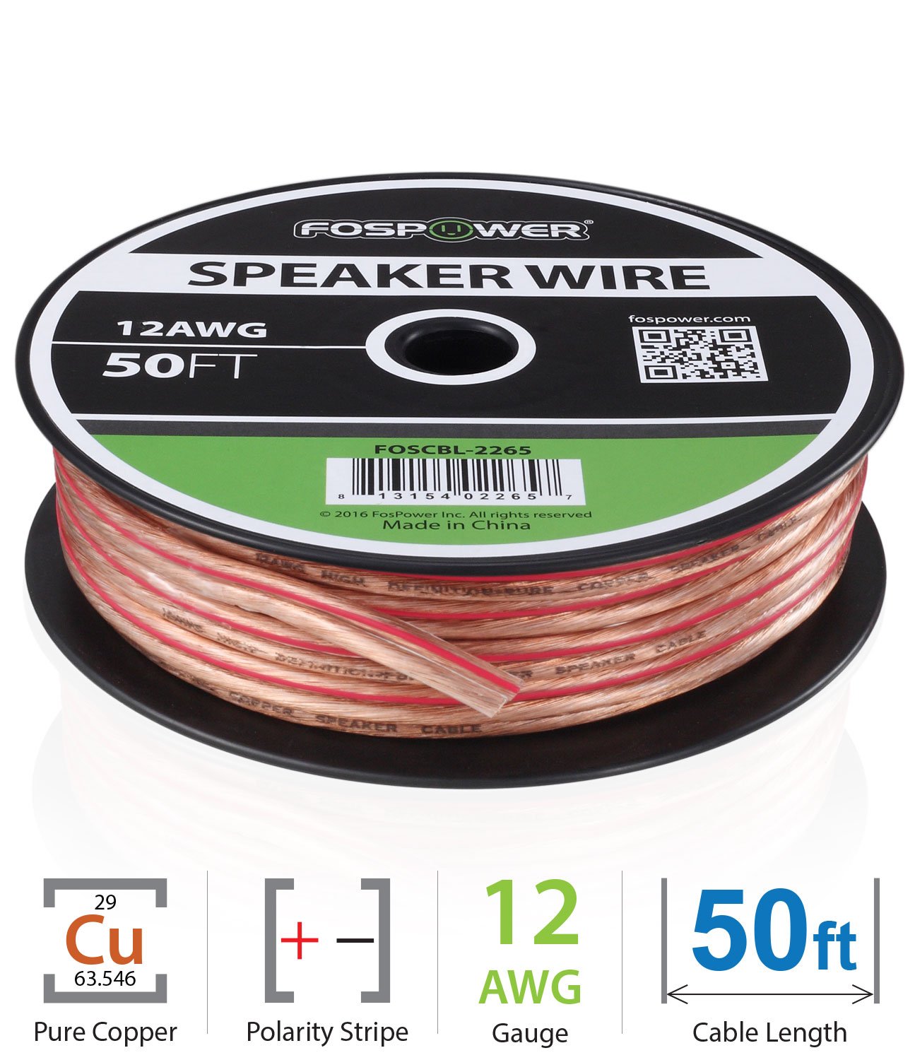 Amazon.com: FosPower 12AWG Speaker Wire [12 Gauge | 50 FT] Premium ...