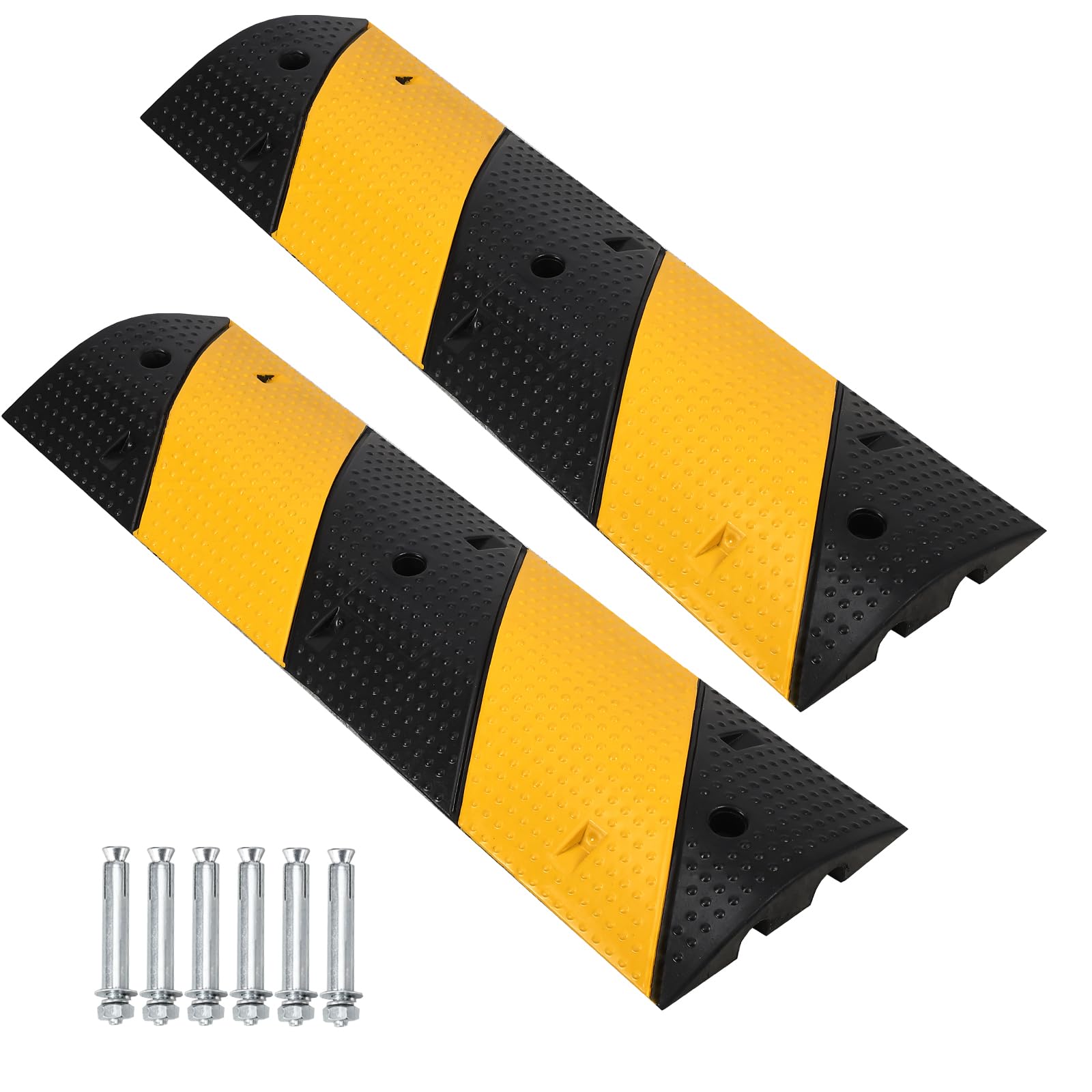 Speed Bumps for Driveway, 2 Pack 3.3Ft Rubber Speed Bumps, 2 Channel ...