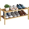 Amazon.com: BMOSU 2-Tier Bamboo Shoe Rack Premium Stackable Shoe Shelf ...