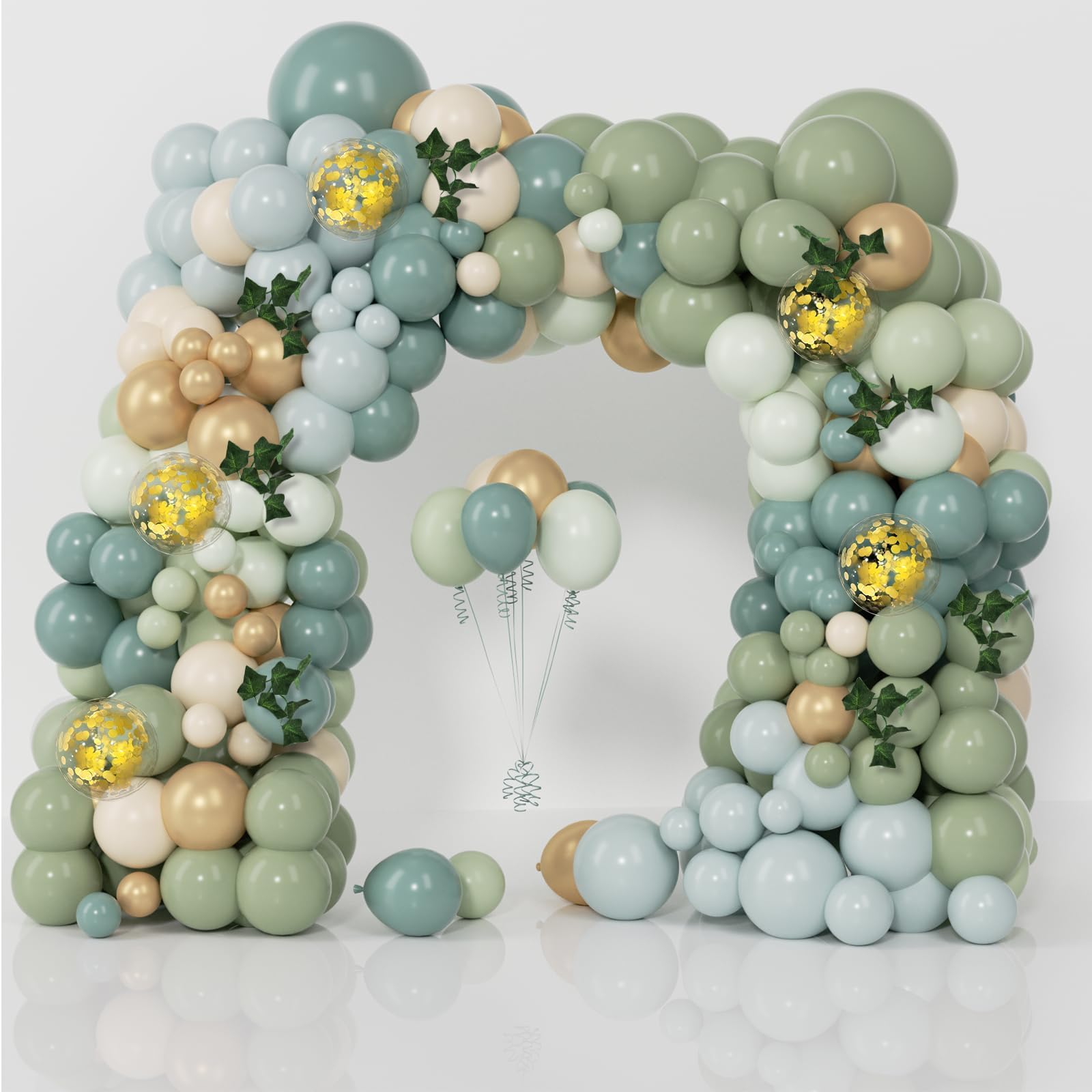 iLaFm 151Pcs Dusty Blue Green Balloon Arch Kit, A Pastel Slate, Ash ...