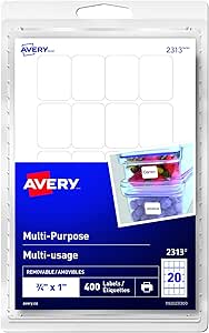 Avery Multi-Purpose Removable White Labels, 3/4" X 1", 400 Labels Per ...