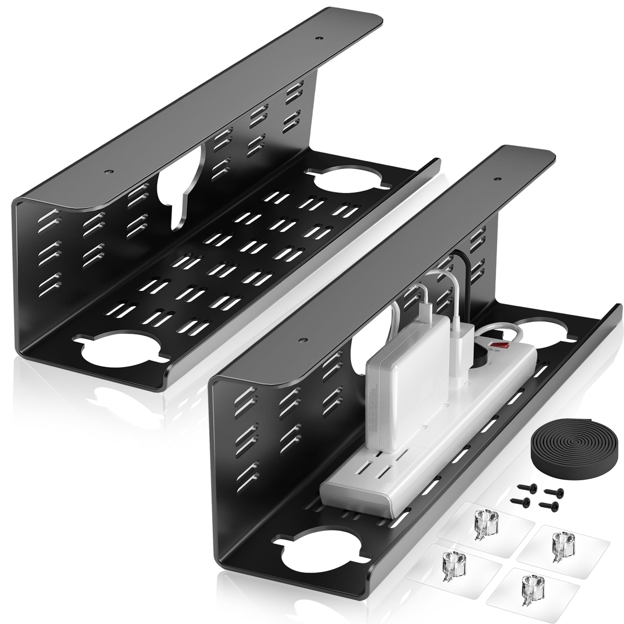 Cinati 2 Pack Cable Management Under Desk, 16 inch Under Desk Cable ...