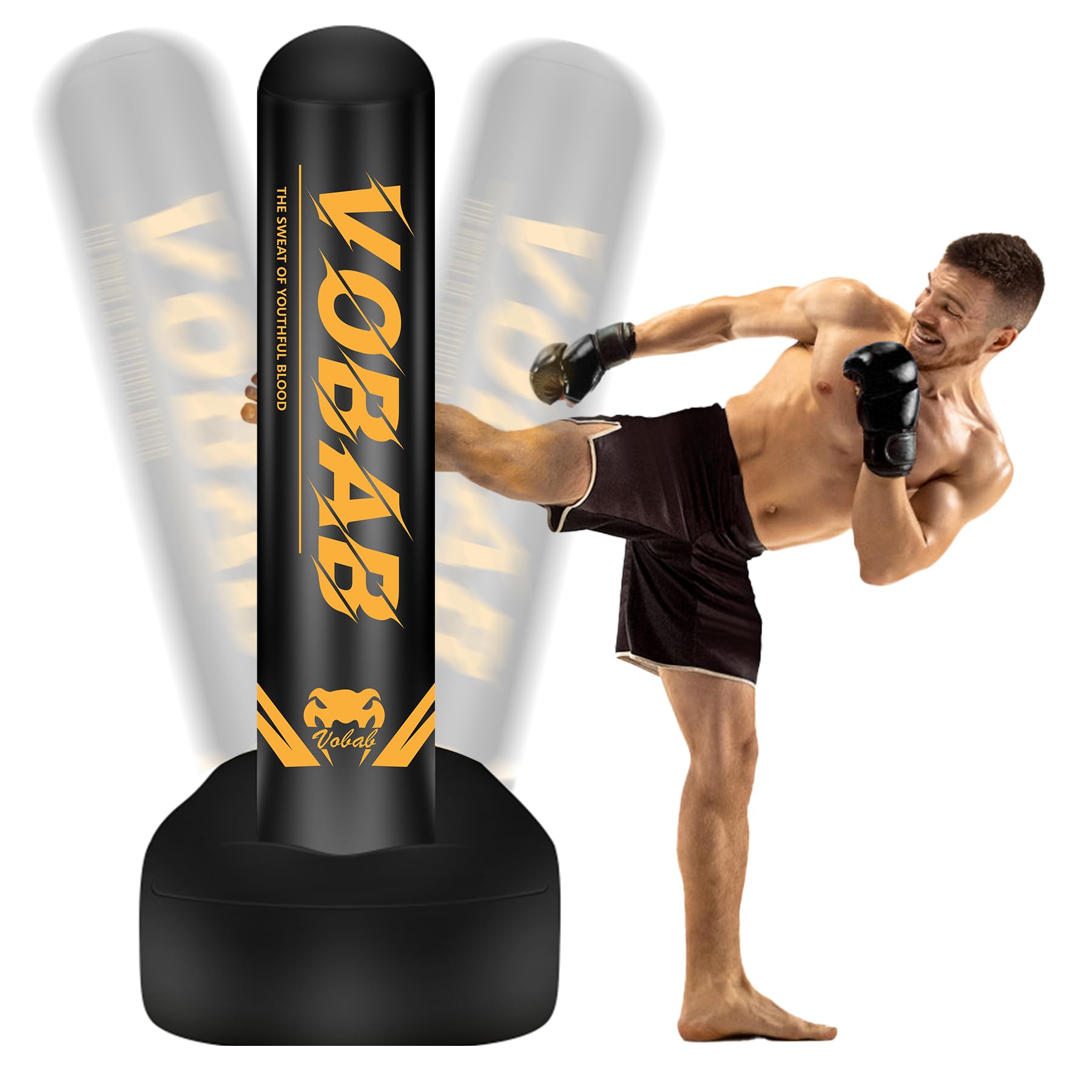 Heavy Punching Bag with Stand Adults Teens, 70" Freestanding Punching ...
