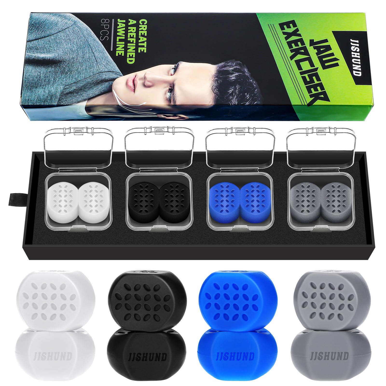 Mua 8 Pcs Jaw Exerciser for Men Women, 4 Resistance Levels Jawline ...